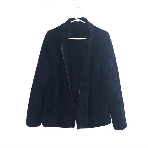 Uniqlo | Jackets & Coats | Uniqlo Blue Fuzzy Jacket W Inside Pockets ...